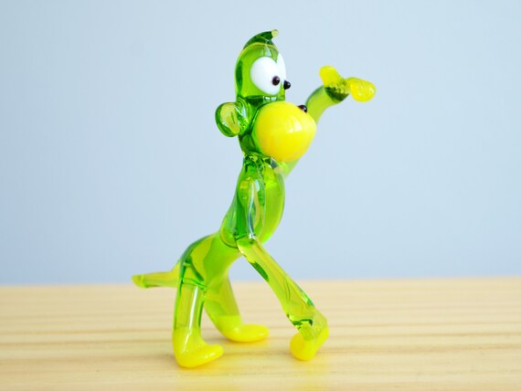 Green Glass Monkey Figurine Animals Glass Monkey Sculpture Art | Etsy
