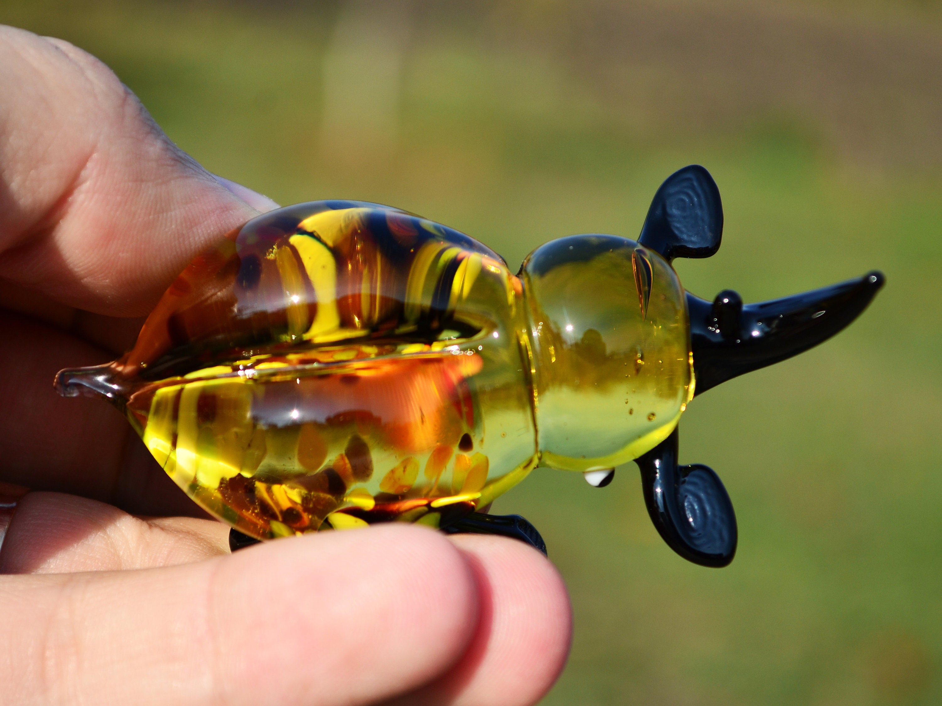 Yellow Glass Bug Figurine Animals Glass Bug Miniature Artglass | Etsy