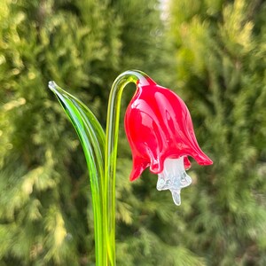 Red Glass Bell Flower Figurine – Murano-style Floral Ornament - Etsy