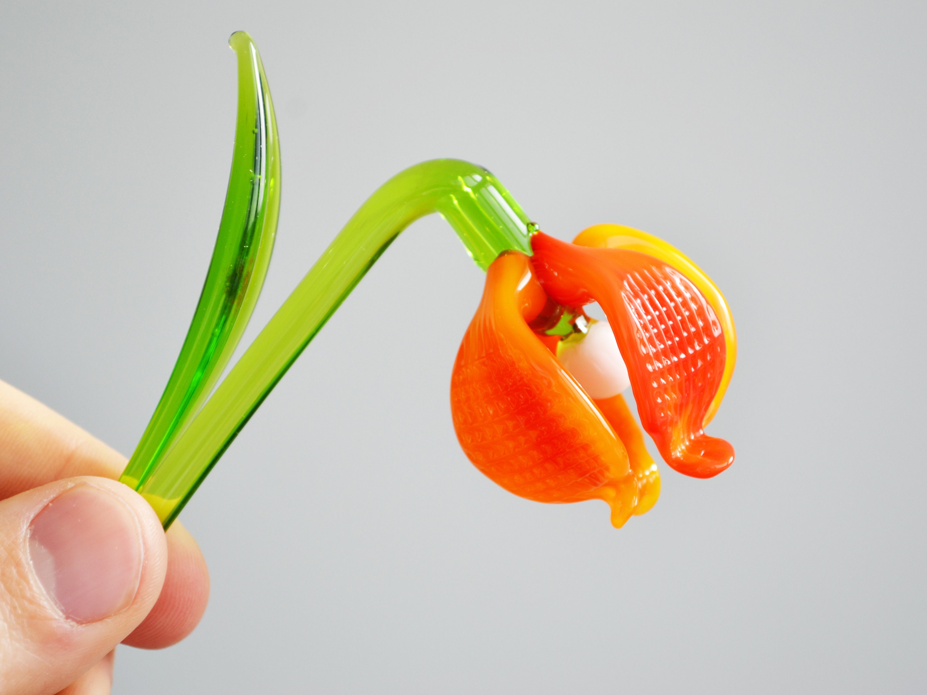 Glass Bell Flowers Orange Figurine Blown Flower Sculpture Art - Etsy