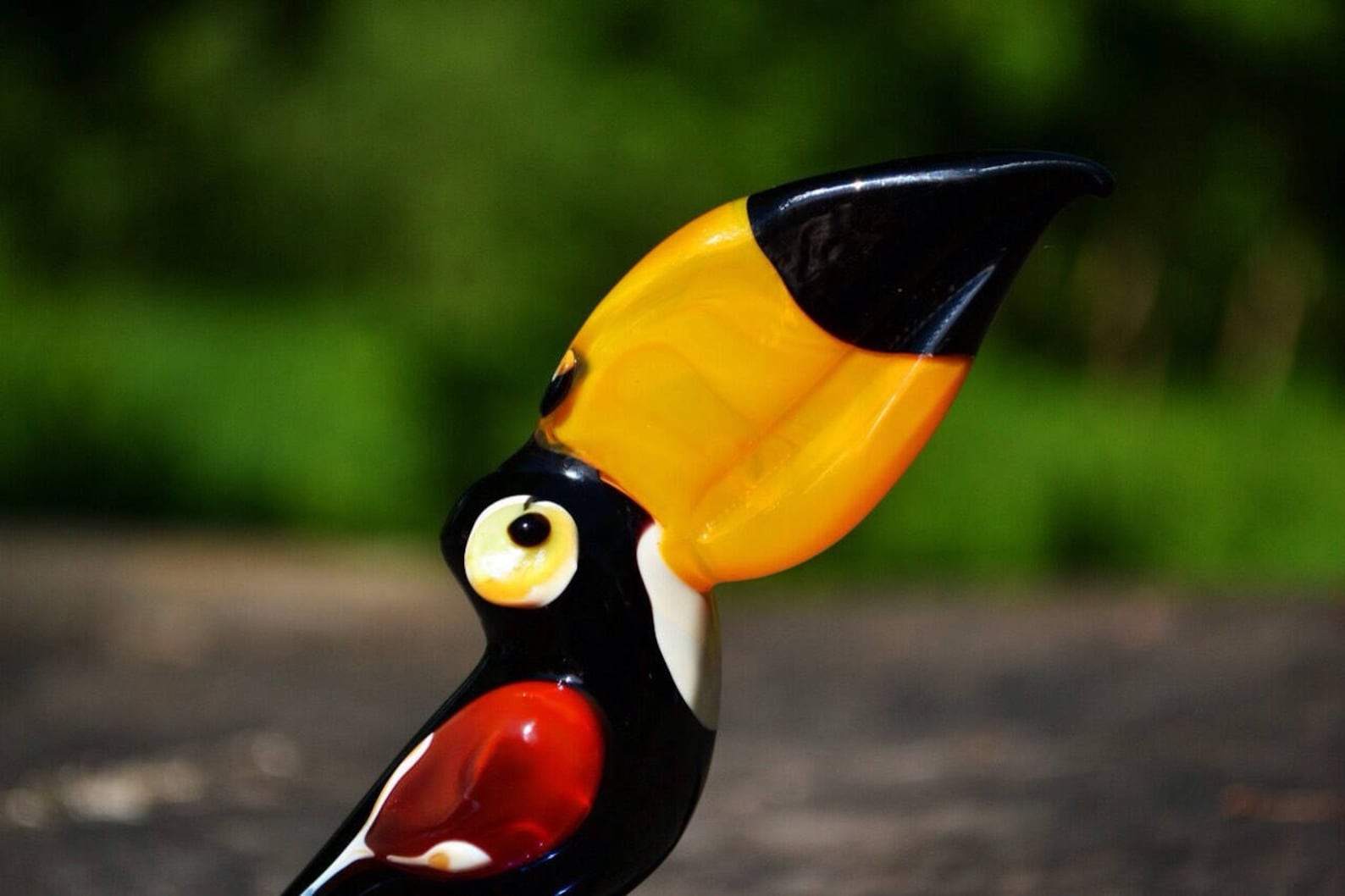 Glass Toucan Figurine – Miniature Blown Glass Bird Sculpture – Handmade ...