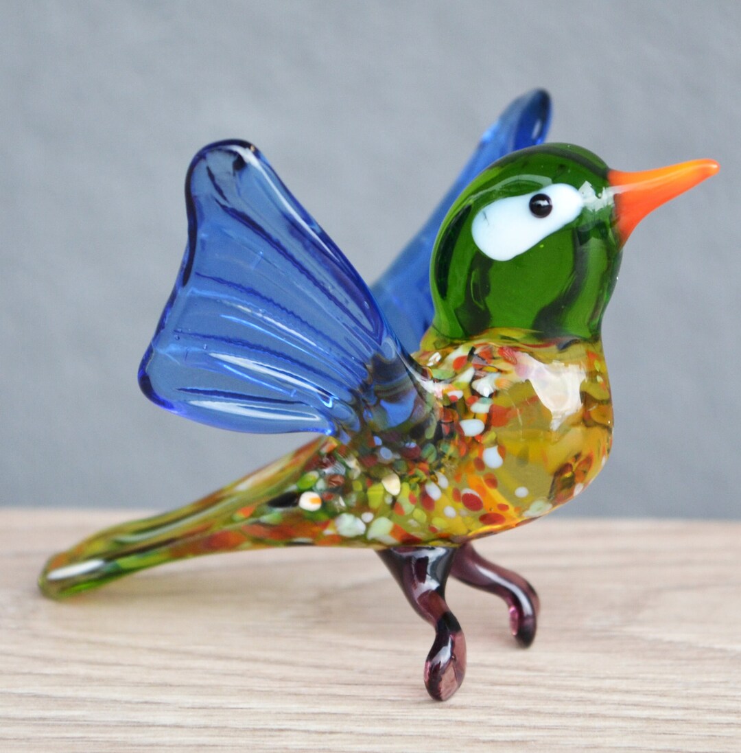 Colorful Glass Bird Art Sculpture - Modern Decorative Bird Accent ...