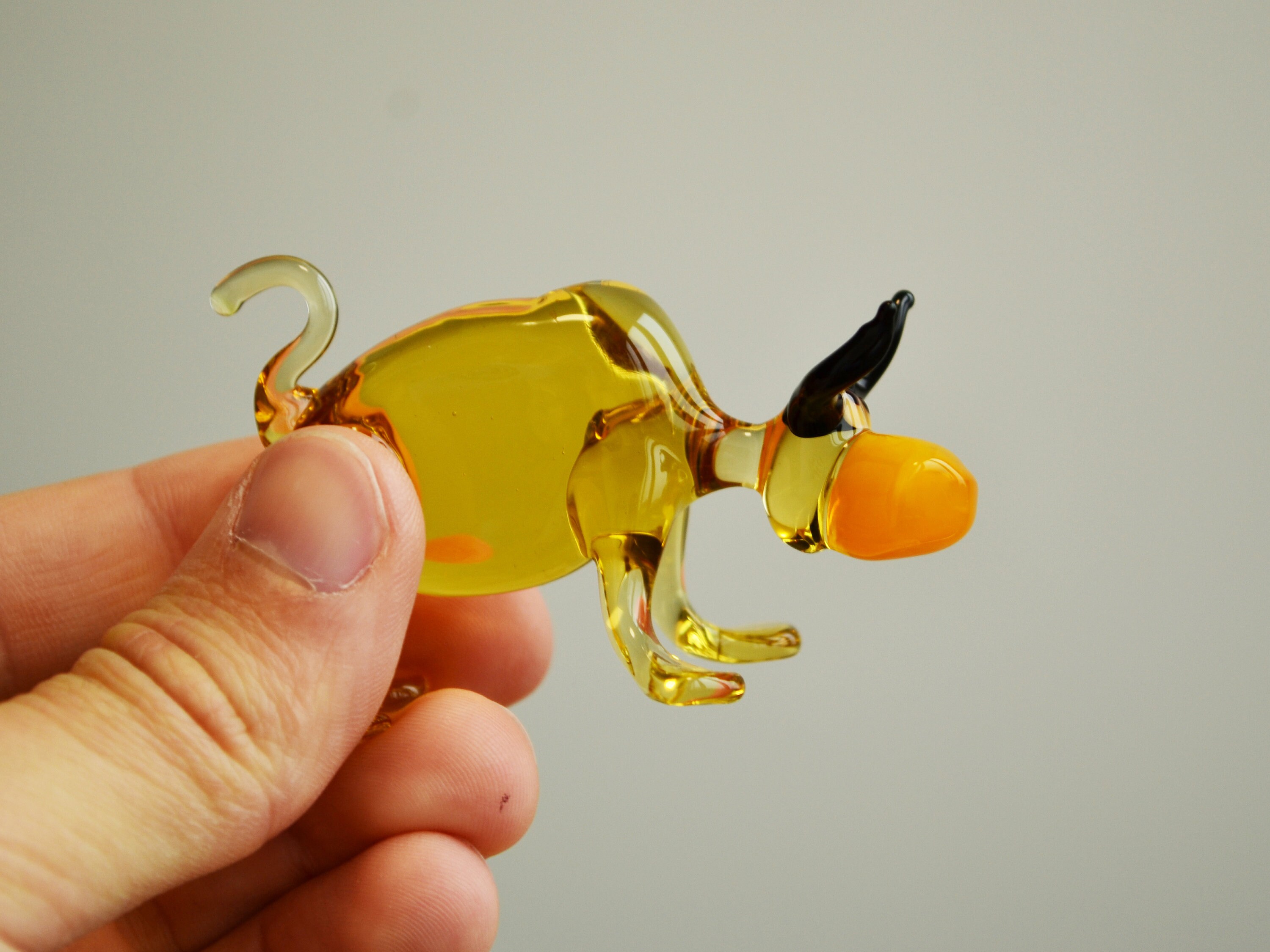 Glass Cow Figurine Statue Big Glass Cow Blown Miniature Yellow | Etsy