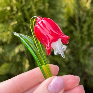 Red Glass Bell Flower Figurine – Murano-style Floral Ornament - Etsy