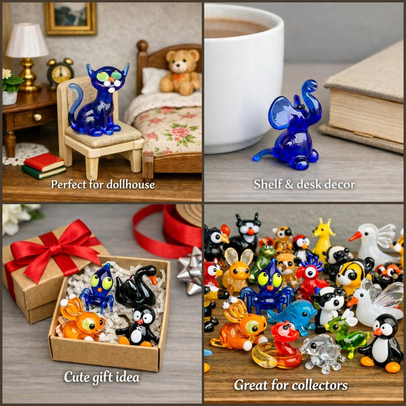 Miniature Glass Animal Figurines Set of 25, Hand-blown, Assorted - Etsy