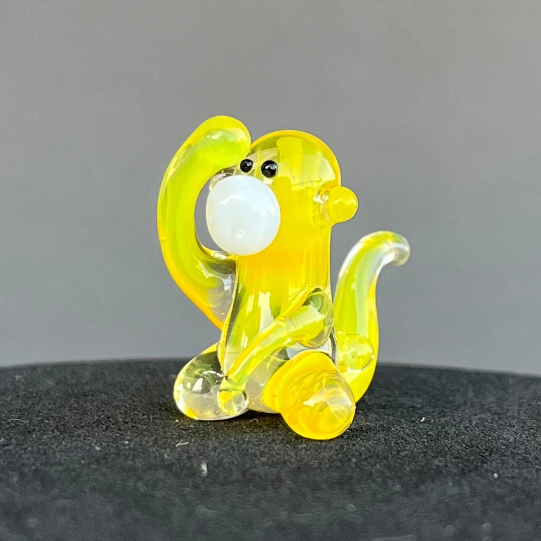 Glass Monkey Miniature Statue – Blown Glass Monkey Figurine, Tiny ...