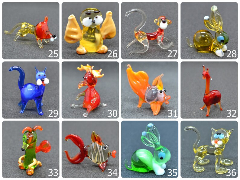 Small Glass Animals Miniature Mini Figurines Glass Animals - Etsy