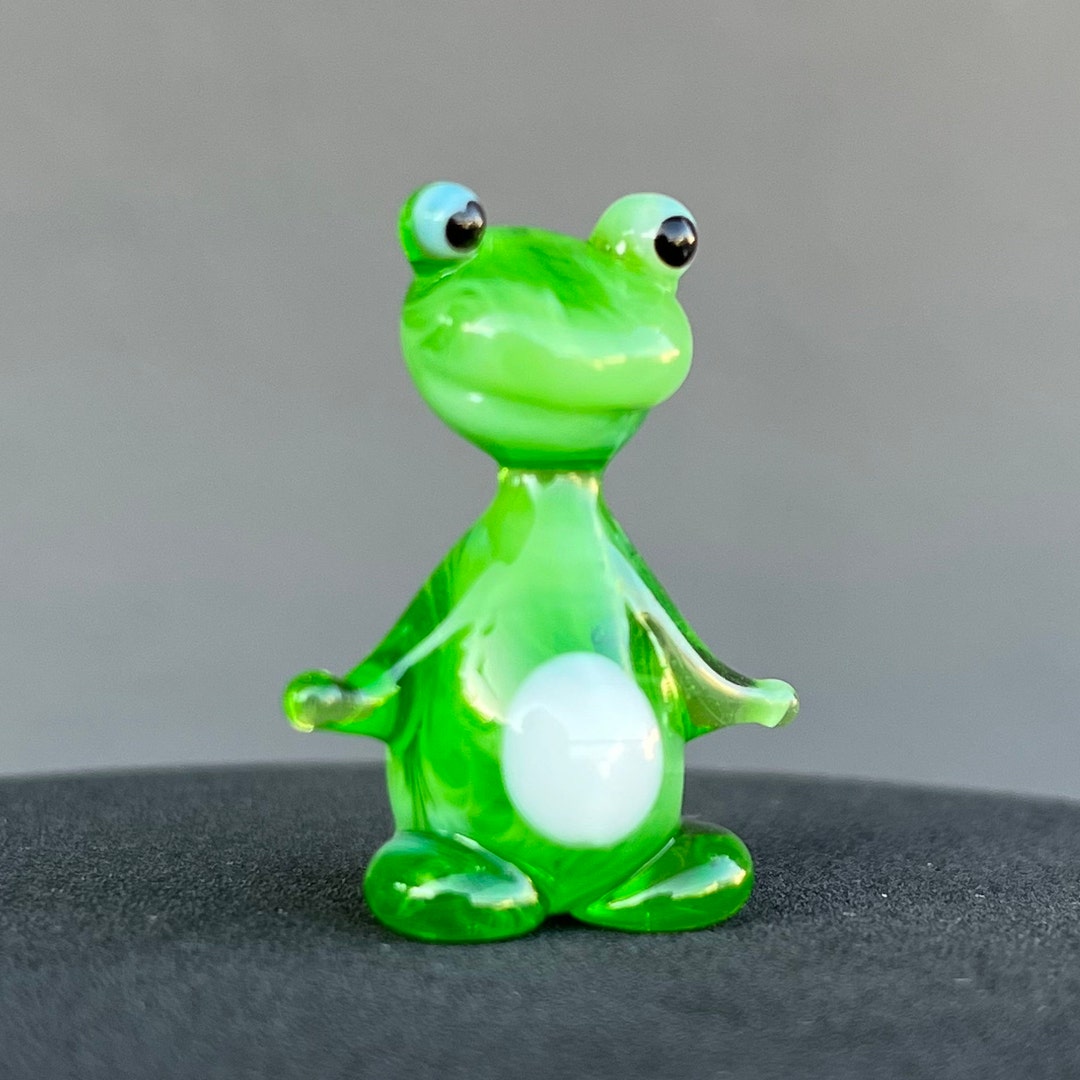 Glass Frog Sculpture Art Glass Frog Statue Micro Glass Frog Doll House Frog Tiny Miniature ...