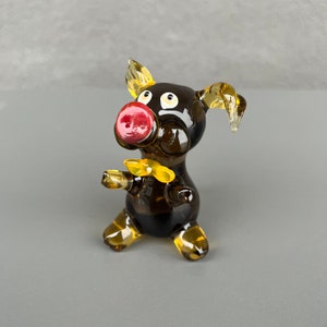 Blown Glass Pig Figurine Animals Glass Piggy Miniature Art Glass Pigs ...
