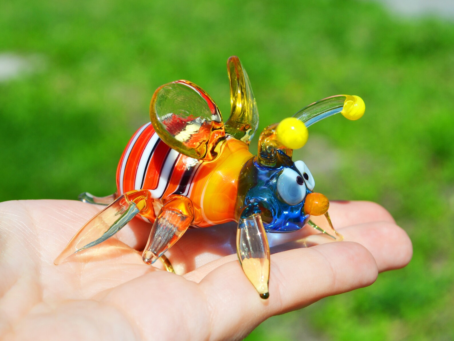 Glass Bee Figurines Collectible Bee Sculpture Yellow Glass Bee | Etsy