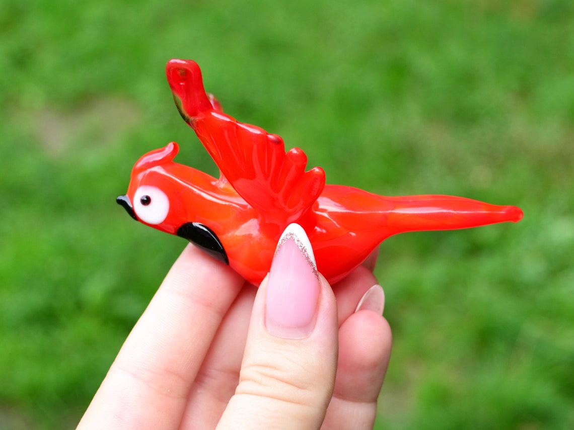 Glass Cardinal Bird Red Animals Figurine Cardinals Glass - Etsy