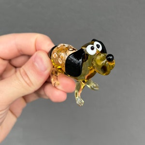 Glass Dog With Big Ears Figurine Dog Animals Glass Artglass Doll House ...
