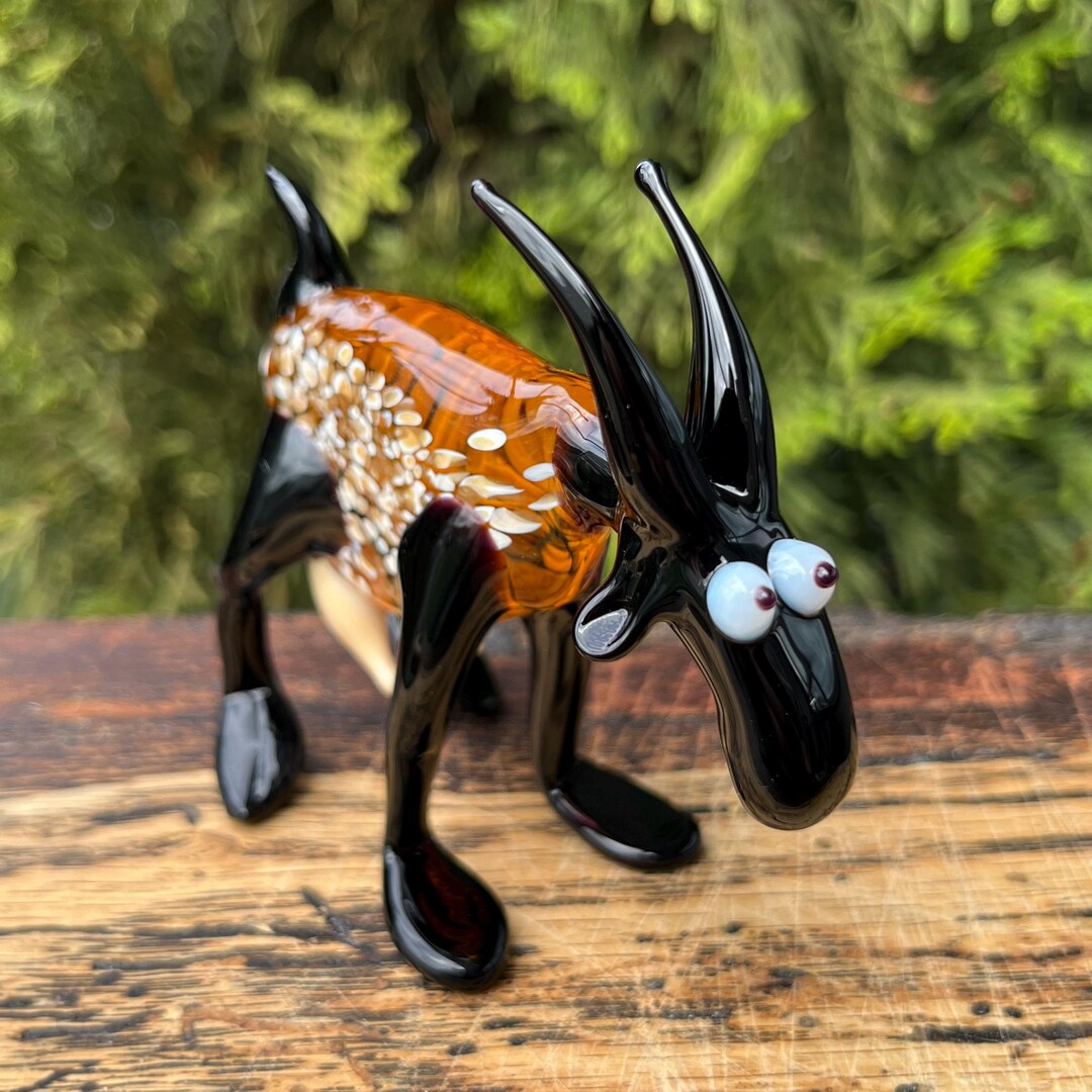 3.2” Glass Goat Figurine – Hand Blown Murano Style Goat Ornament – Farm ...
