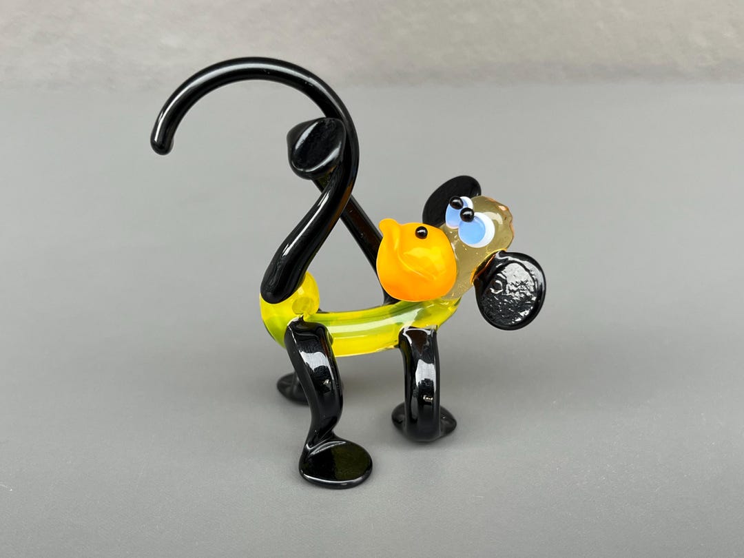 Black Monkey Glass Figurine Animals Glass Monkeys Sculpture Art Glass ...