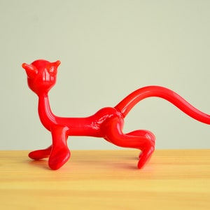 Red Cat Glass Figurine Cat Animals Glass Cat Miniature Art Glass Cat ...