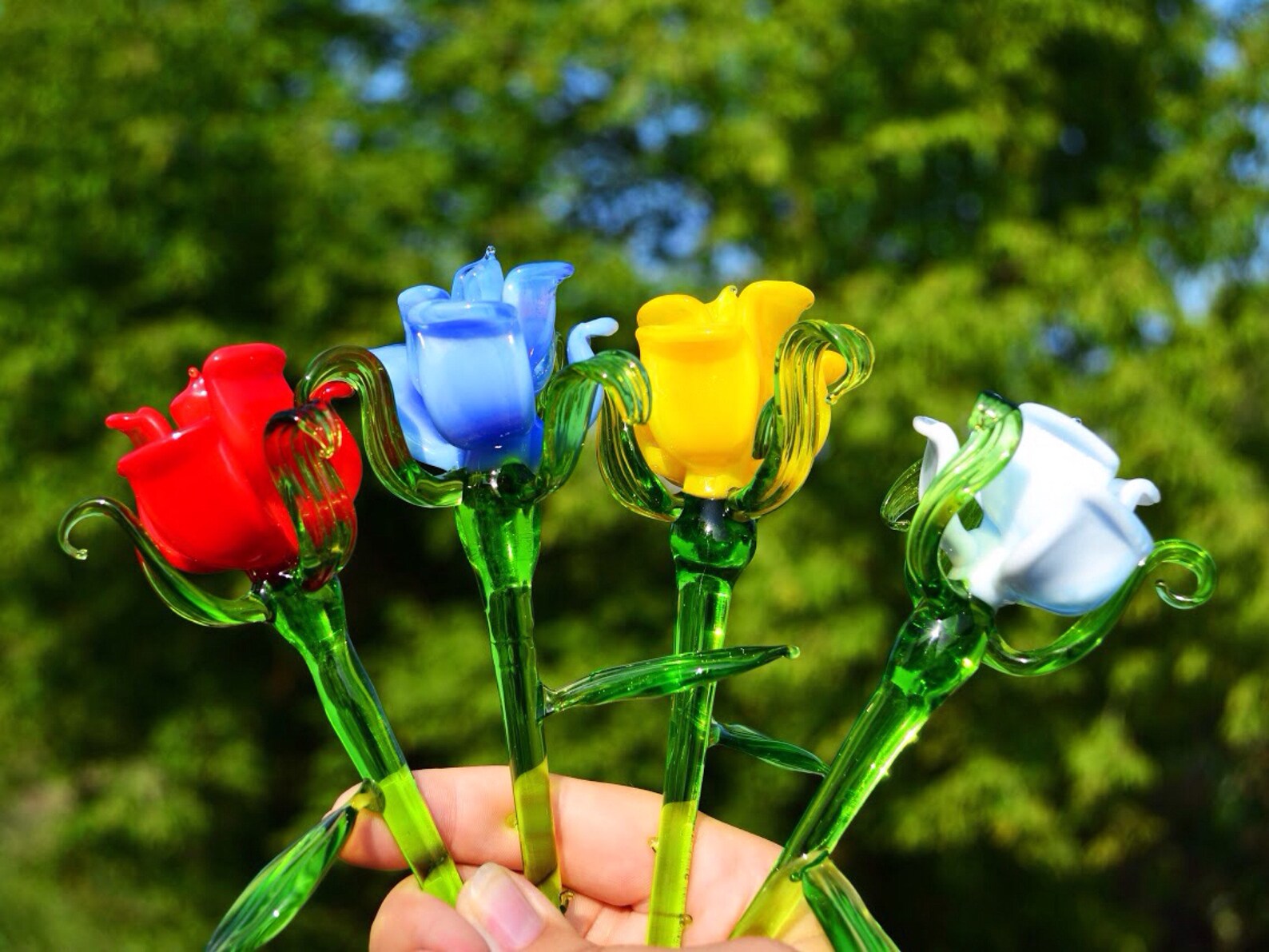 Glass Rose Figurine Red Glass Rose Flower Sculpture Art Glass - Etsy