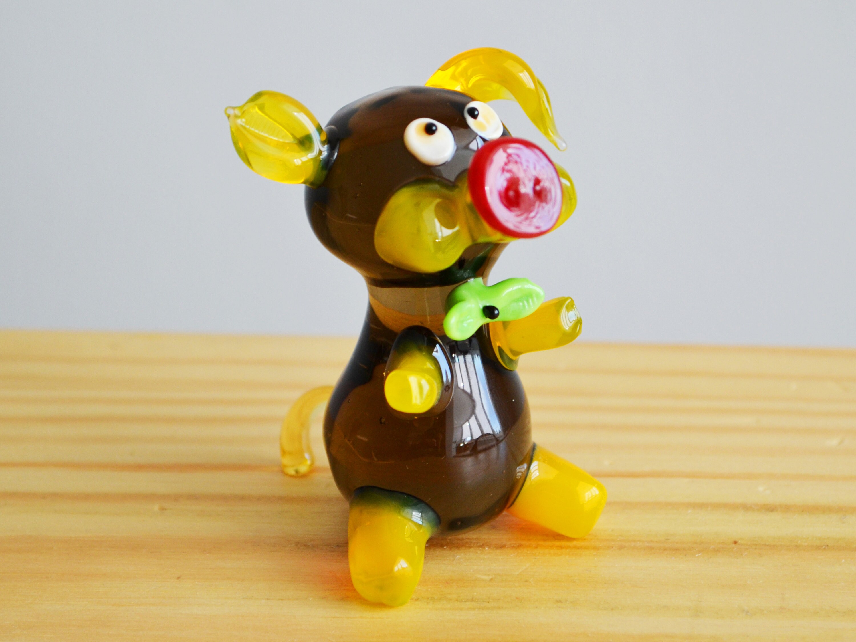 Yellow Glass Pig Figurine Animals Glass Pig Miniature Artglass - Etsy