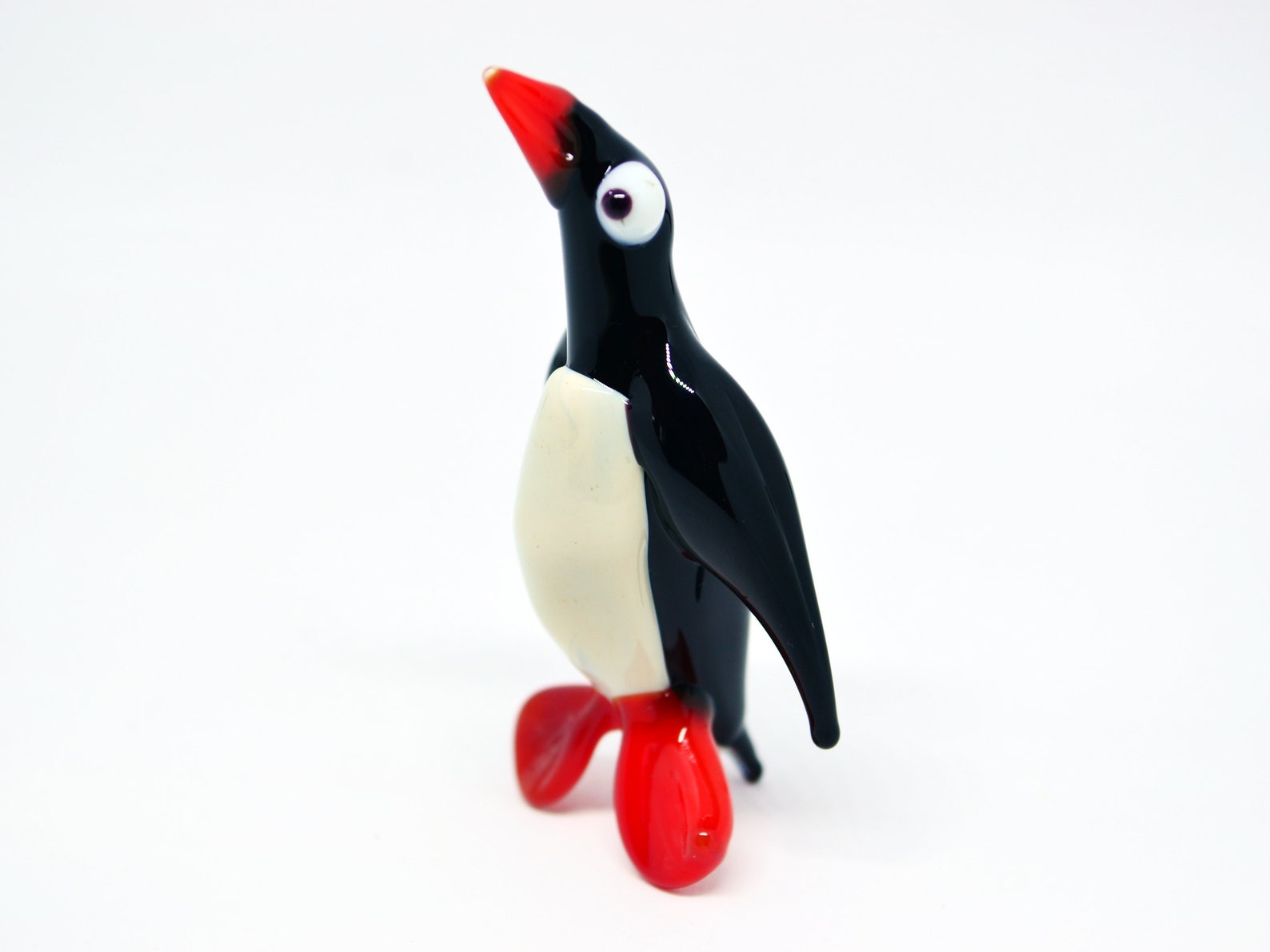 Glass Penguin Figurine Blown Black Penguin Animals Glass - Etsy