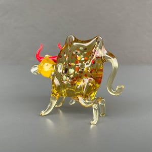 Glass Cow Figurine Blown Glass Animals Cow Sculpture Cow Miniatures Cow ...