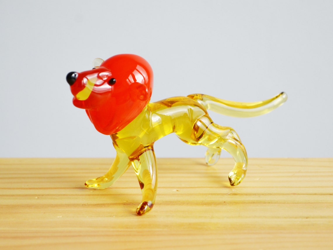 Art Glass Lion Figurine Animals Blown Glass Lion Sculpture - Etsy