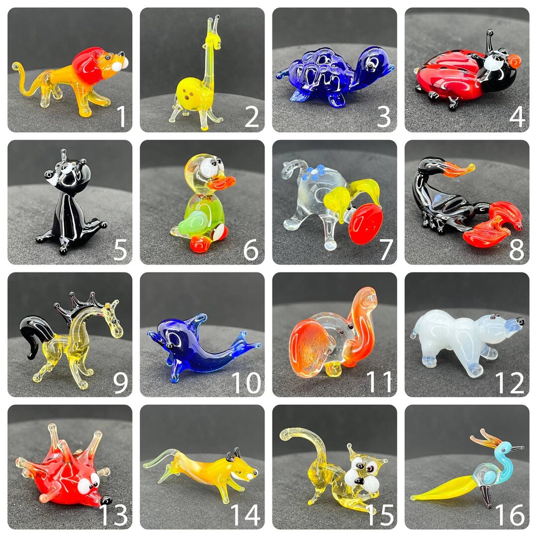Small Glass Animals Miniature Mini Figurines Glass Animals Tiny Little ...
