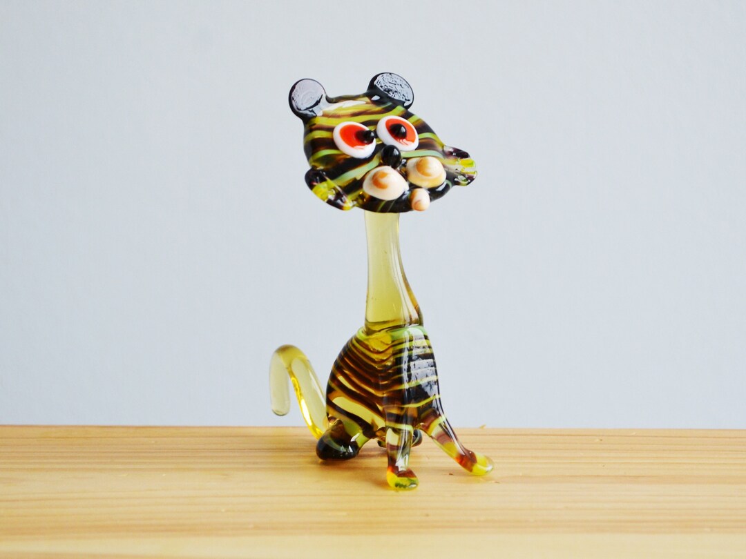 Art Glass Tiger Figurine Yellow Tiger Sculpture Animals Big Tiger ...