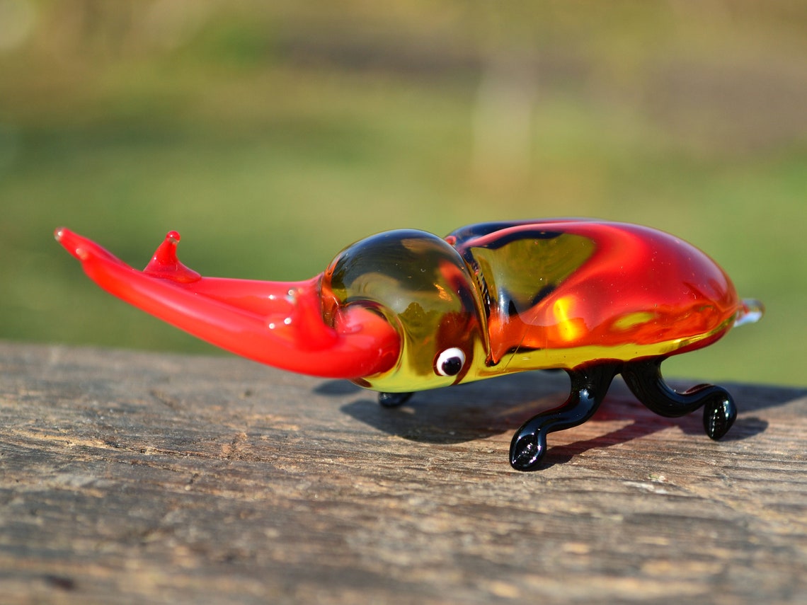 Red Glass Bug Figurine Animals Glass Bug Miniature Art Glass Blown Bug ...