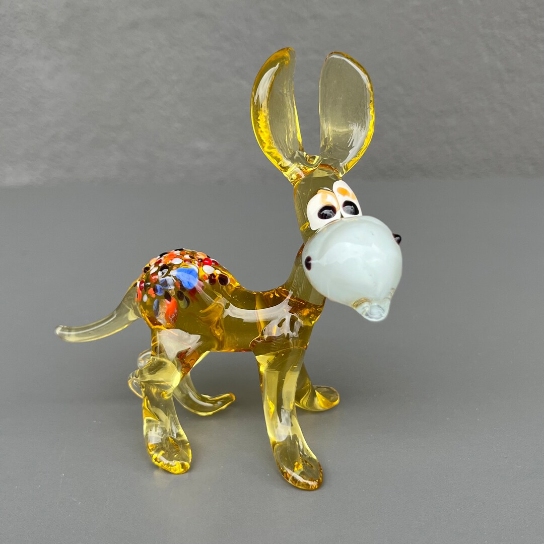 Art Glass Donkey Figure Animals Figurine Donkey Glass Miniature ...