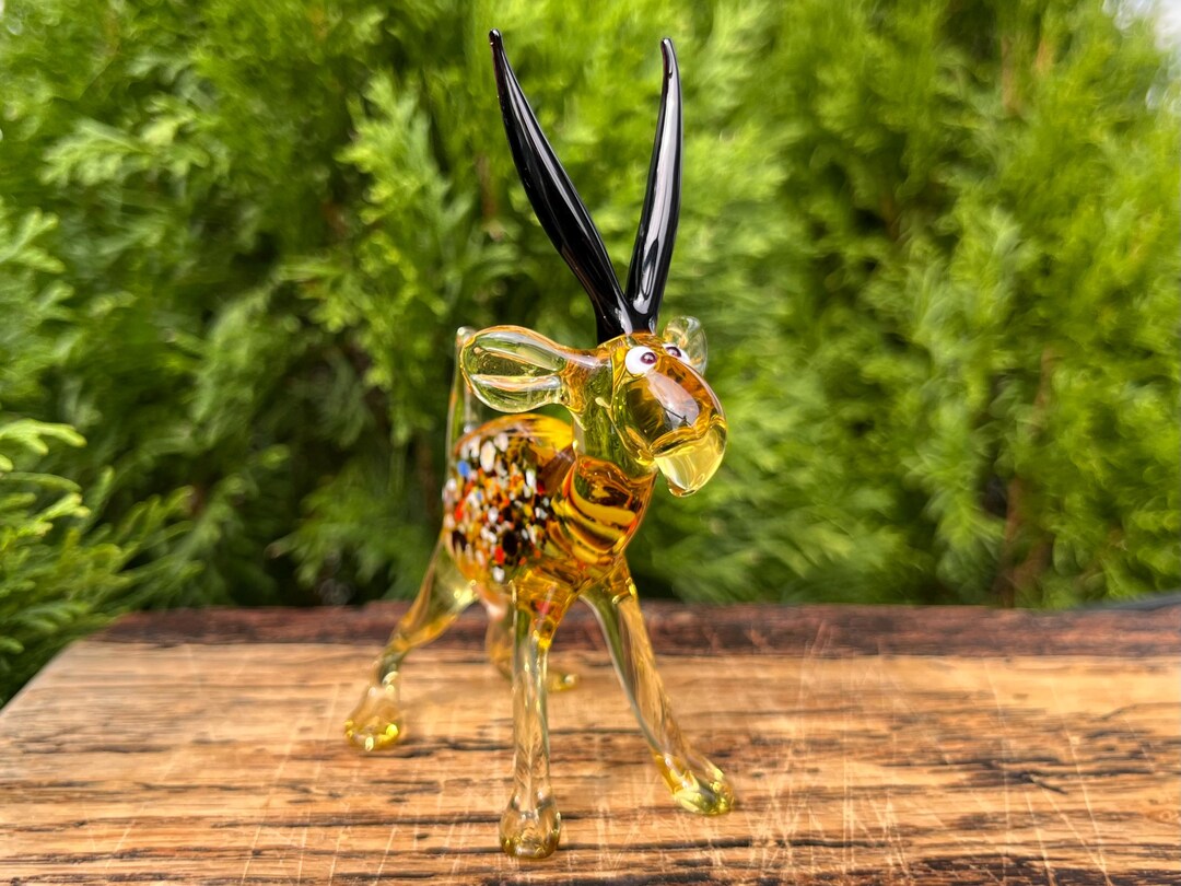 Yellow Glass Goat Figurines, Blown Glass Goat Ornament, Goat Gifts for ...