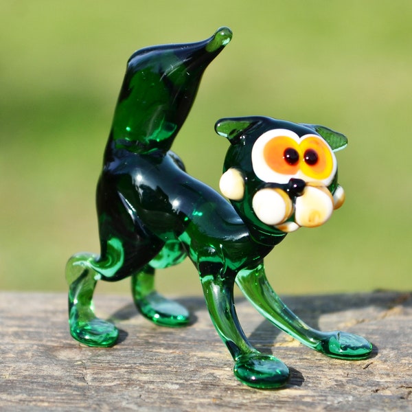 Glass Cat Figurine - Etsy