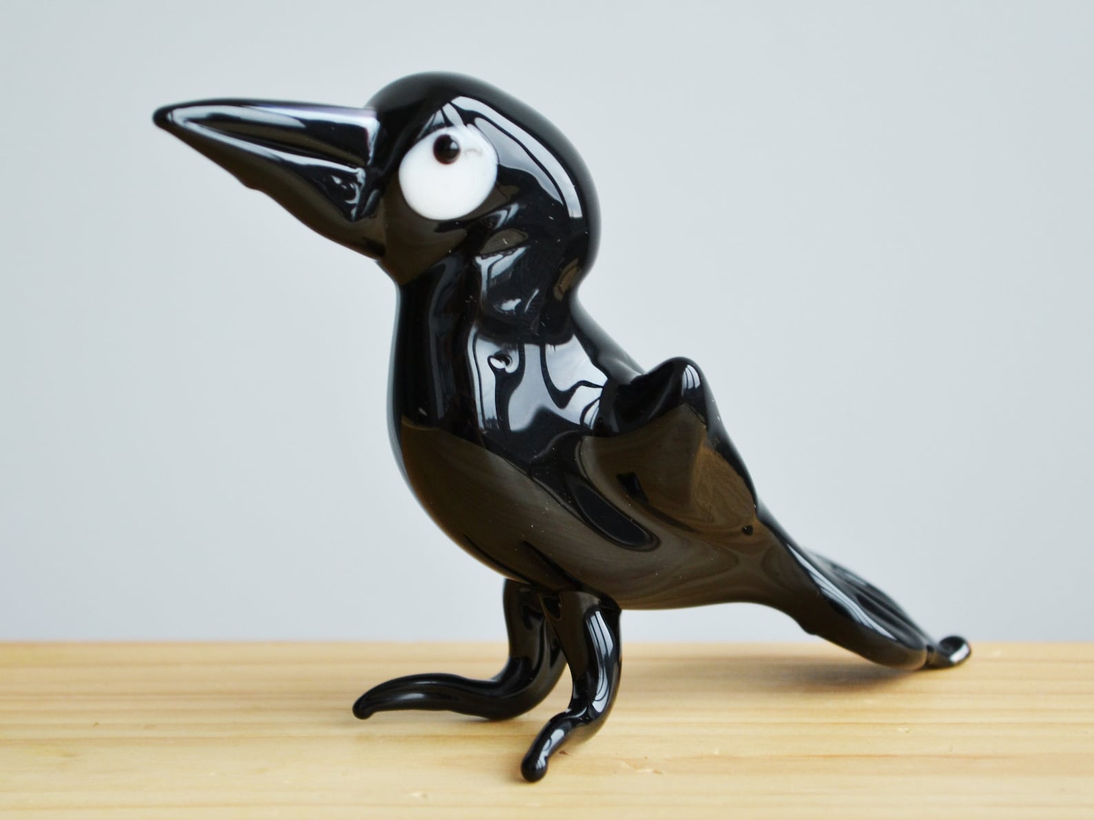 Glass Crow Statue Crow Halloween Decor Black Crow Ornament Art - Etsy
