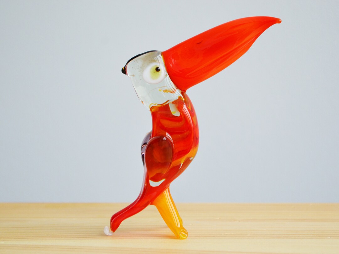 Glass Toucan Figurine – Hand Blown Art Glass Bird – Tropical Toucan ...