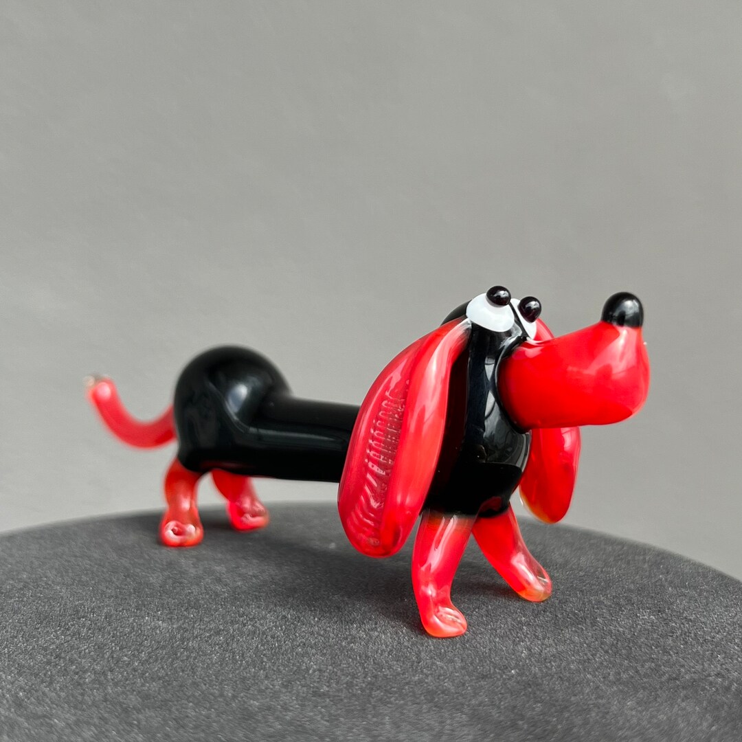Glass Dachshund Dog Figurine Animals Glass Dachshund Miniature Artglass ...