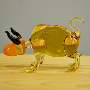 Glass Cow Figurine Statue Big Glass Cow Blown Miniature Yellow Cows ...
