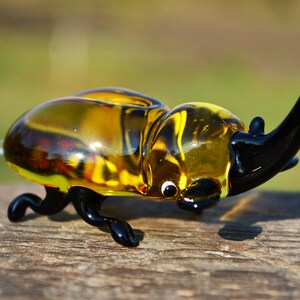 Yellow Glass Bug Figurine Animals Glass Bug Miniature Artglass Blown ...