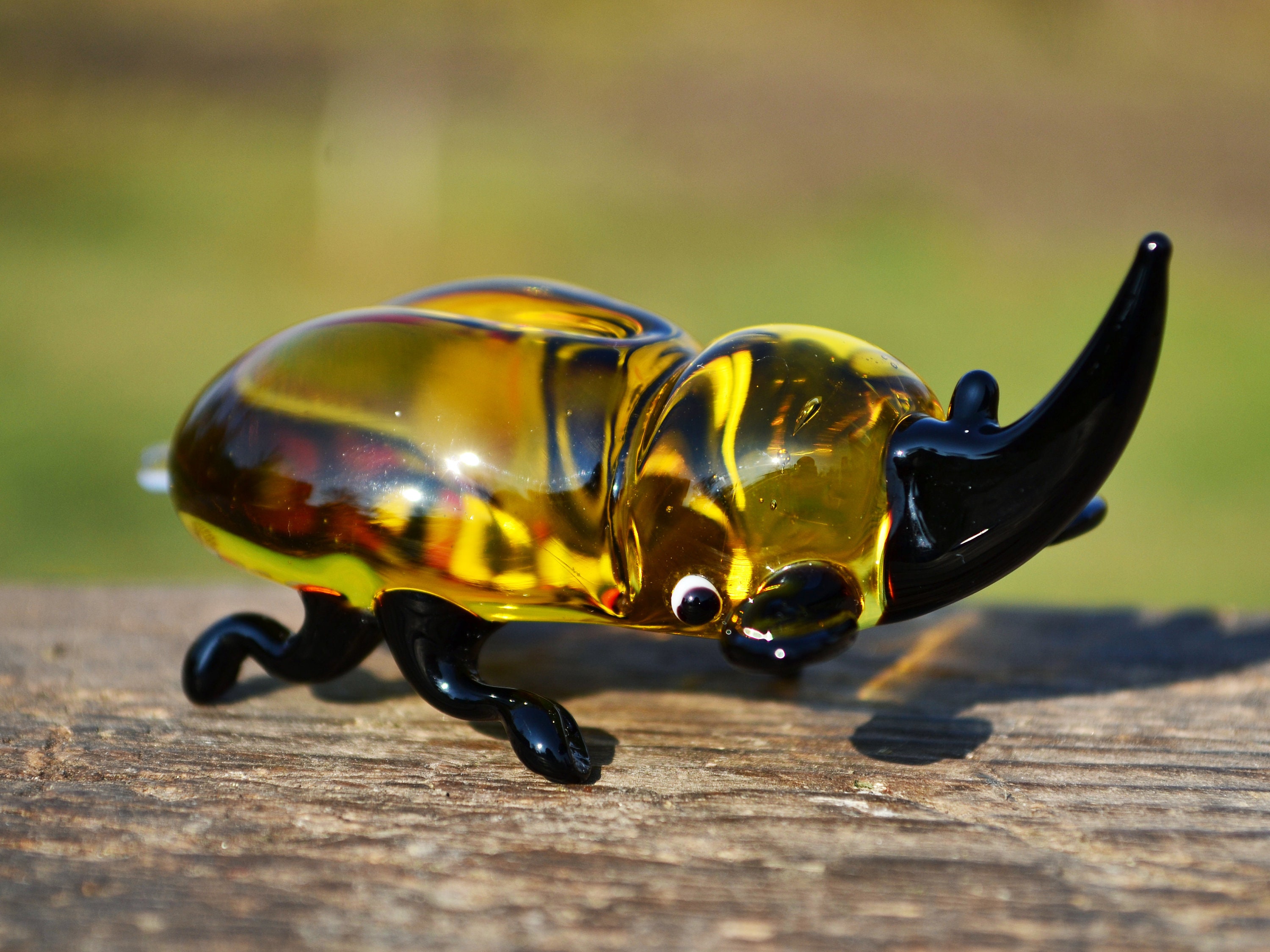 Yellow Glass Bug Figurine Animals Glass Bug Miniature Artglass | Etsy