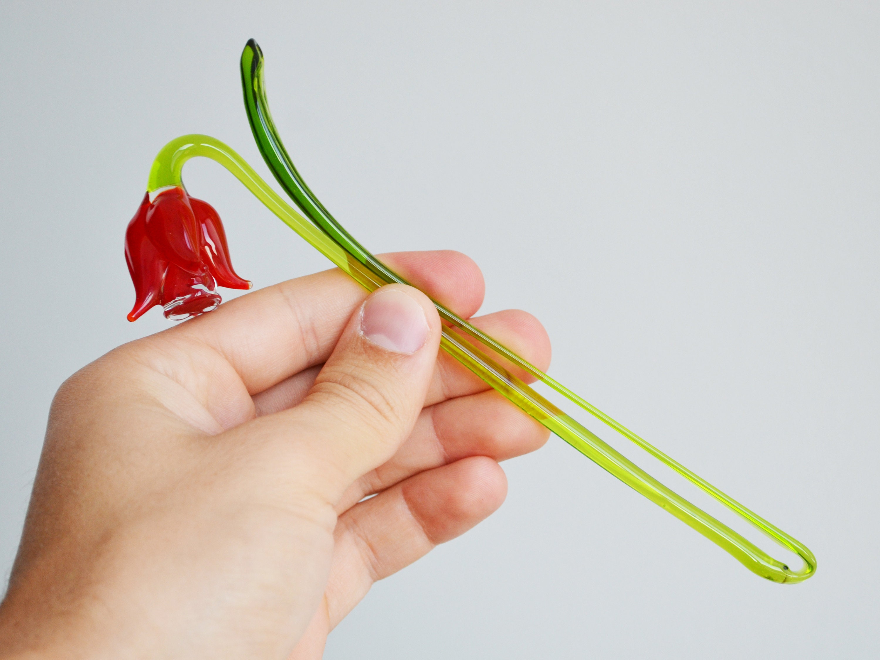 Glass Bell Flowers Red Figurine Blown Flower Sculpture | Etsy