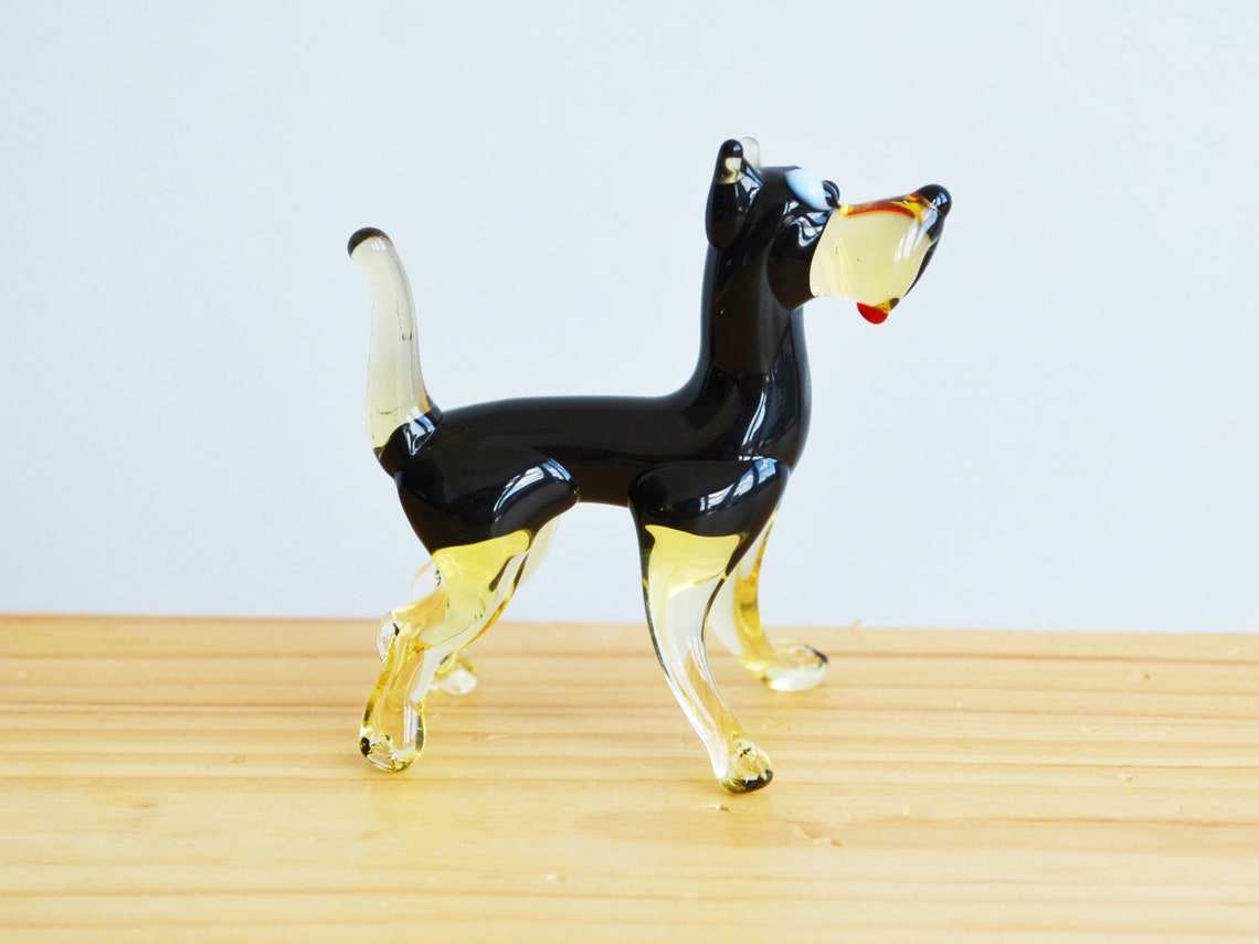 Small Glass Dog Figurine Animals Glass Dog Miniature Artglass - Etsy