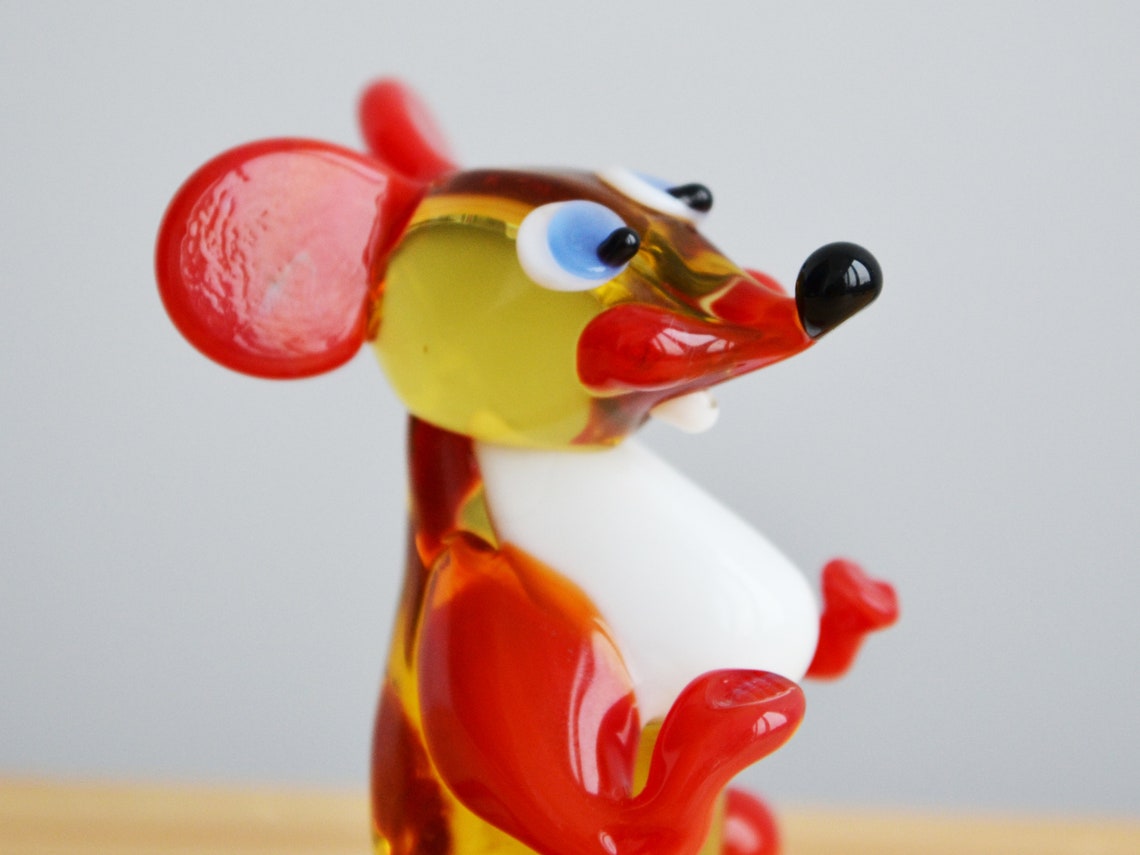 Red Glass Mouse Figurine Mouse Animals Glass Red Mouse | Etsy