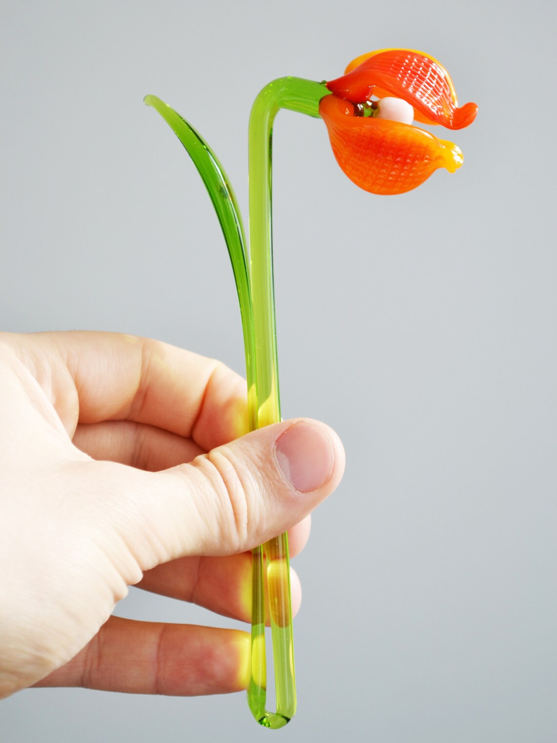 Glass Bell Flowers Orange Figurine Blown Flower Sculpture Art - Etsy