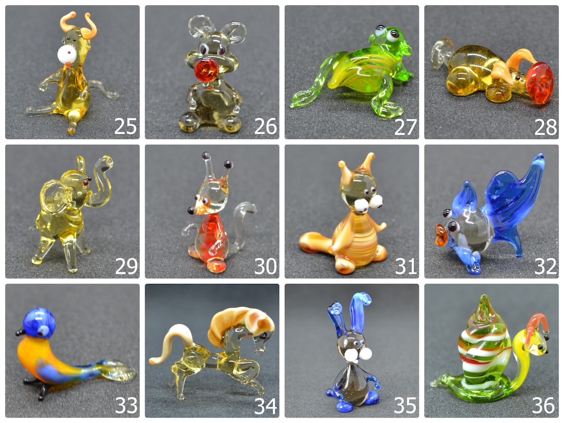 Small Glass Animals Miniature Mini Figurines Glass Animals - Etsy
