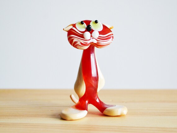 Glass Sculptures & Figurines Glass Art red glass cat Art & Collectibles ...