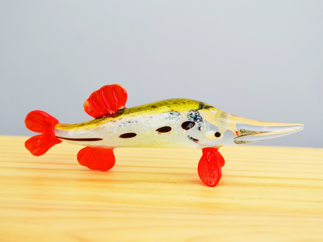 Glass Pike Fish Figurine Aquarium Large Red Fish Christmas - Etsy
