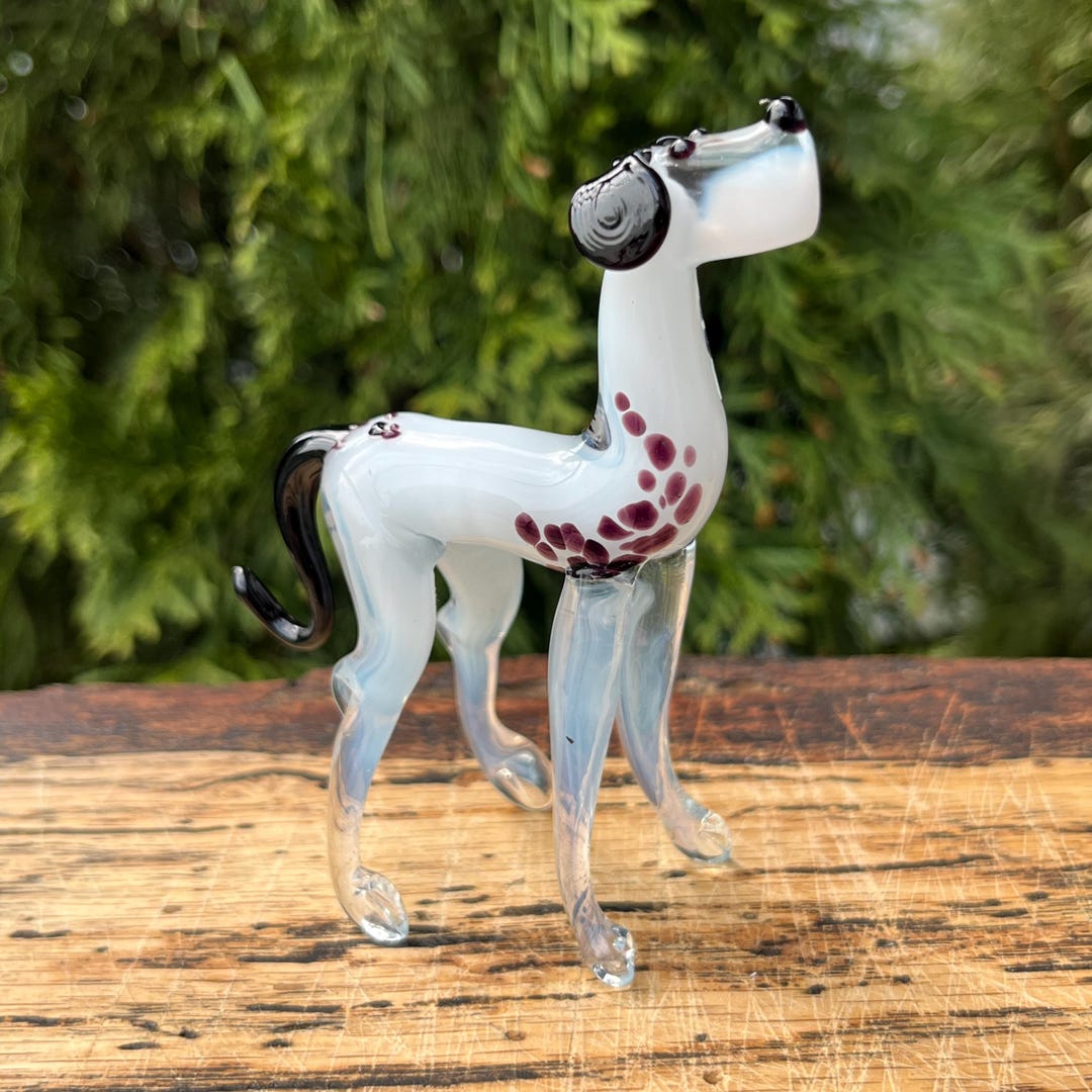 Glass Dalmatian Dog Figurine – Miniature Blown Glass Puppy – Murano ...