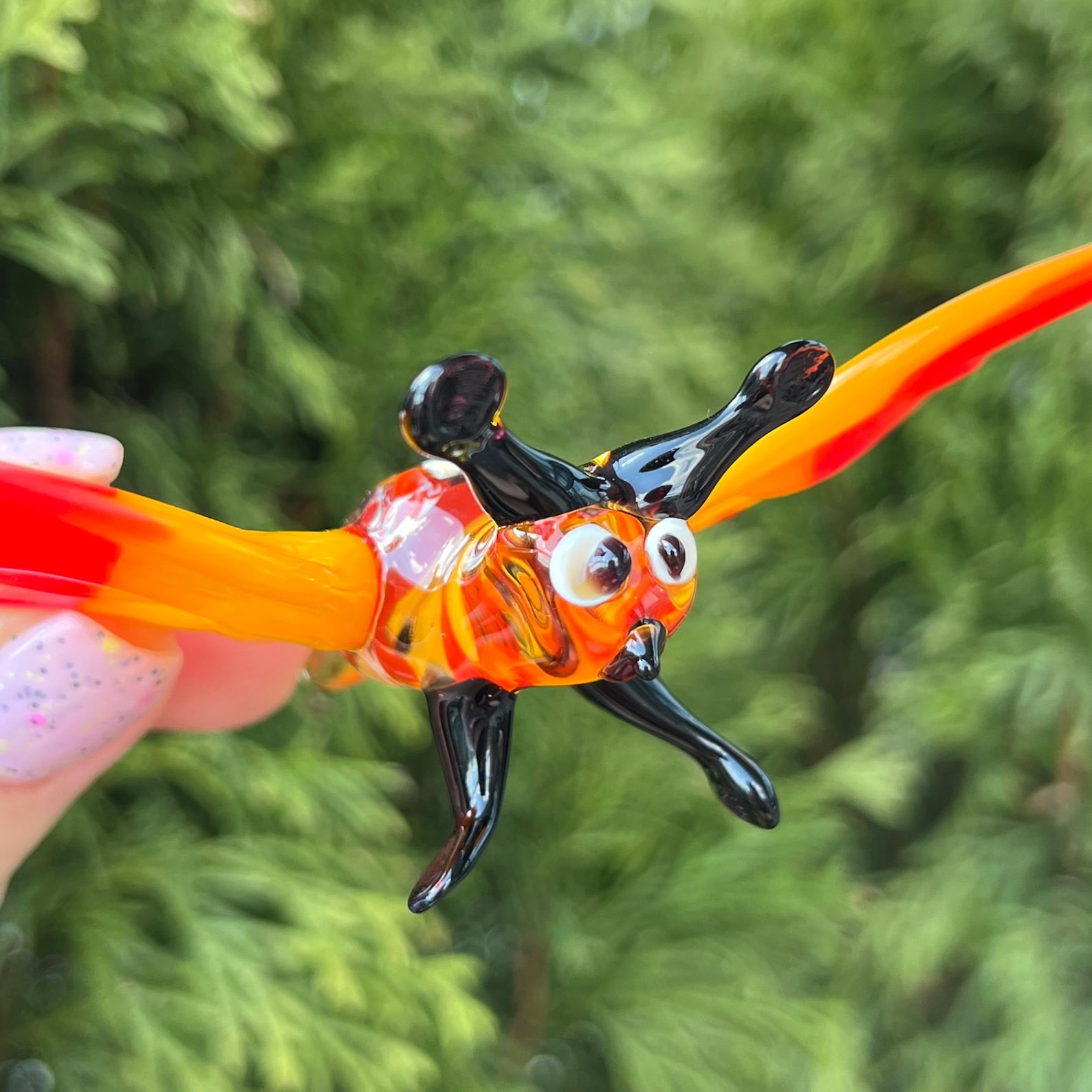 Handmade Glass Butterfly Figurine: Orange Glass Insect Sculpture - Etsy