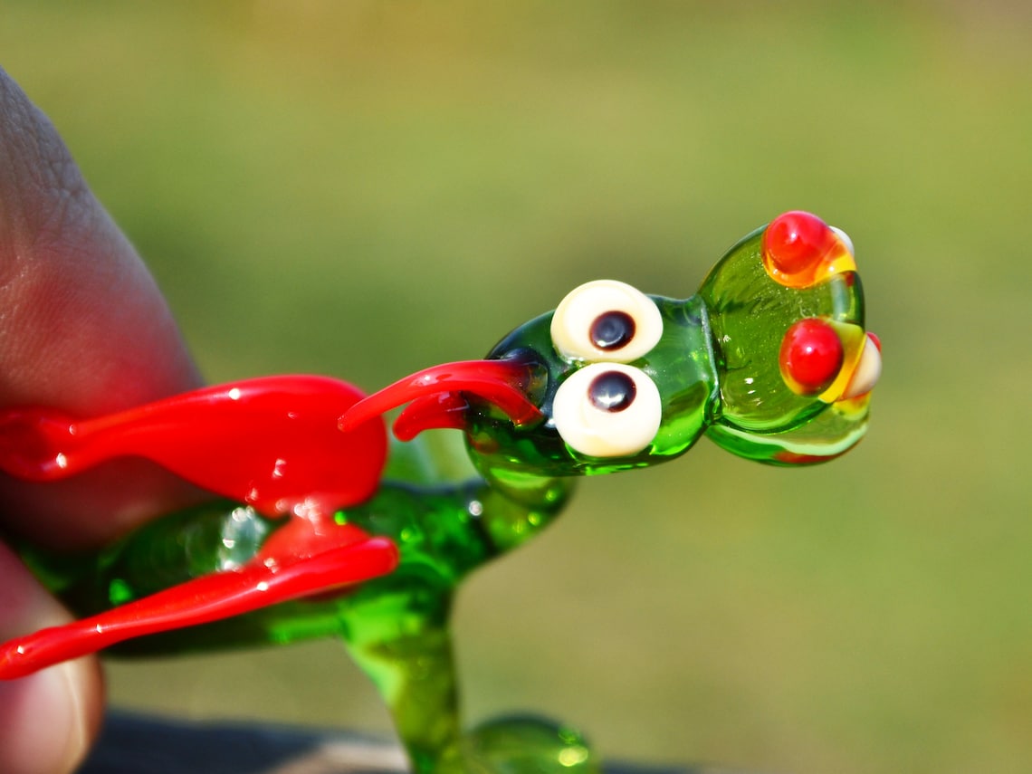 Green Glass Dragon Figurines Small Sculpture Miniature Artisan | Etsy