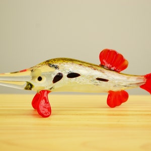 Glass Pike Fish Figurine Aquarium Large Red Fish Christmas Ornaments ...