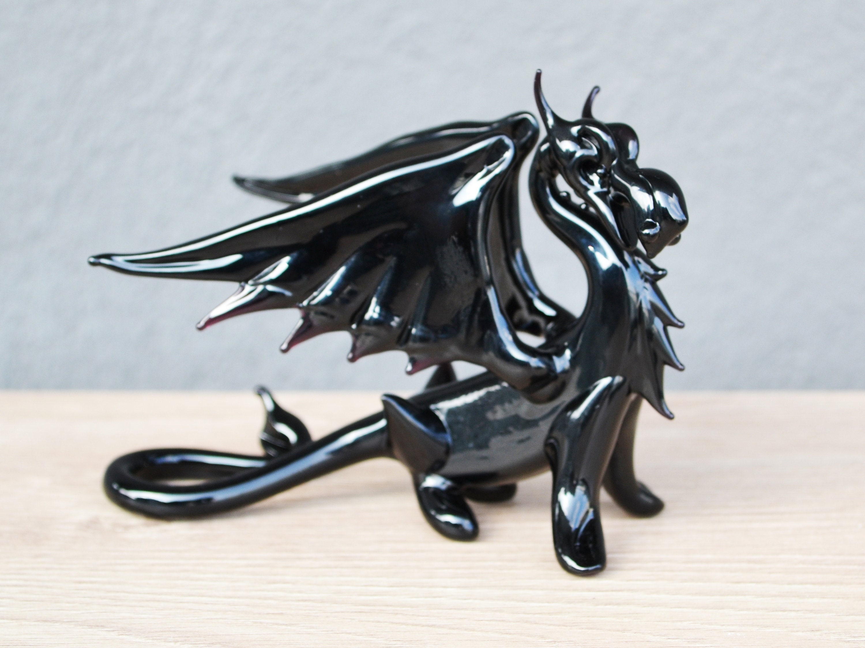 Glass Dragon Figurine Animals Glass Dragon Miniature Art Glass - Etsy