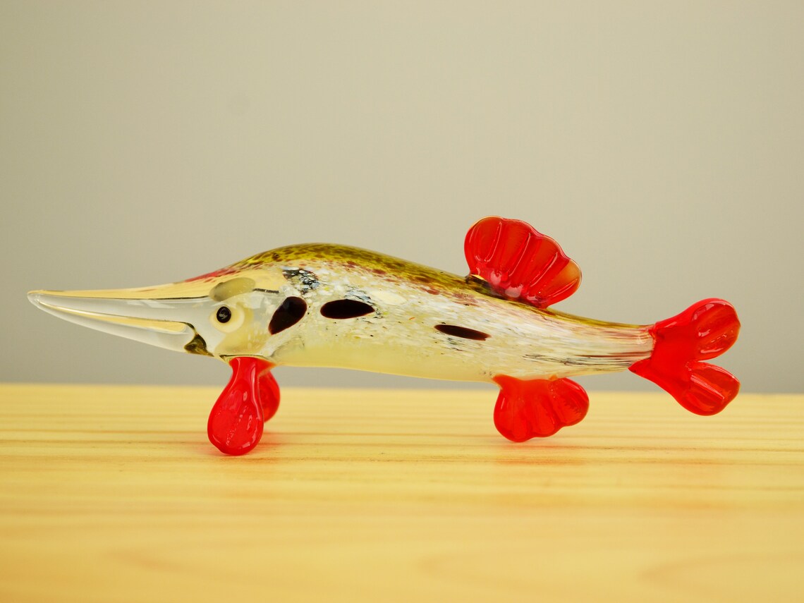 Glass Pike Fish Figurine Aquarium Large Red Fish Christmas | Etsy
