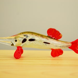 Glass Pike Fish Figurine Aquarium Large Red Fish Christmas Ornaments ...